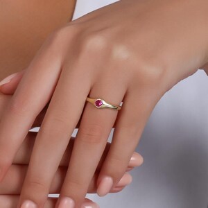 Rose Gold Ruby Ring, 14K Solid Gold Single Ruby 0.08ctw Engagement Ring, Ruby Gemstone Ring ...