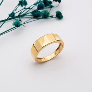 14K Solid Gold Basic Dome Wedding Band Ring, 5MM Plain Gold Ring, 14K ...