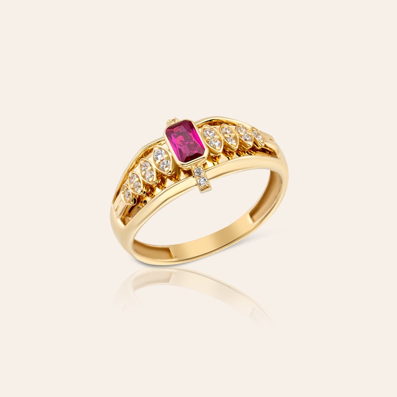 Ruby Ring 14K Solid Gold Genuine Ruby Ring Red Gemstone Ring - Etsy