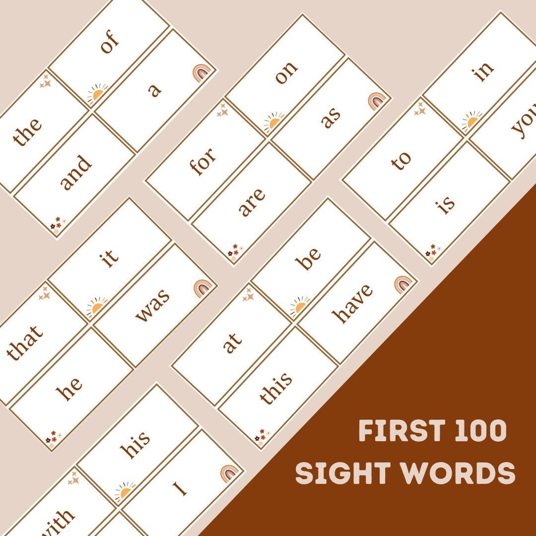 Fry First 100 Sight Words - Etsy