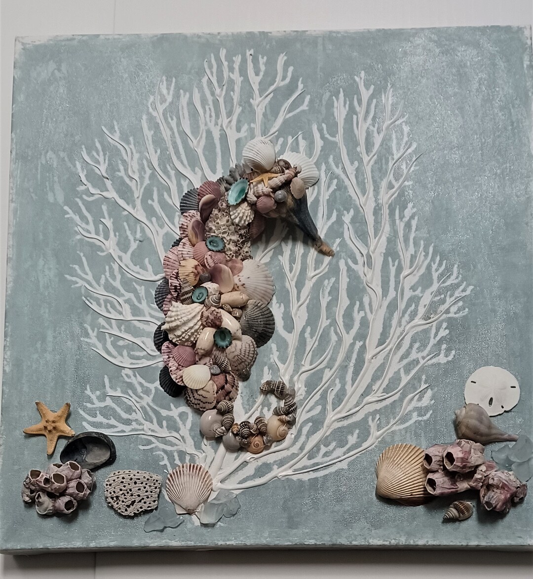Seashell Seahorse Art - Etsy