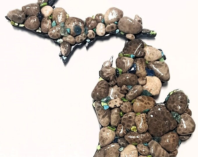 Petoskey Stone Wall Art: State of Michigan - Etsy