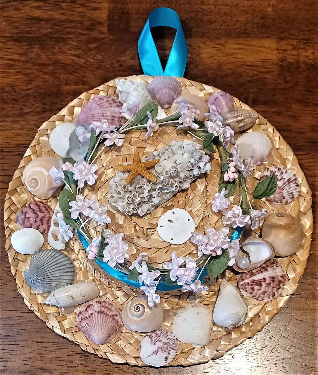 Seashells on Straw Hat Art - Etsy