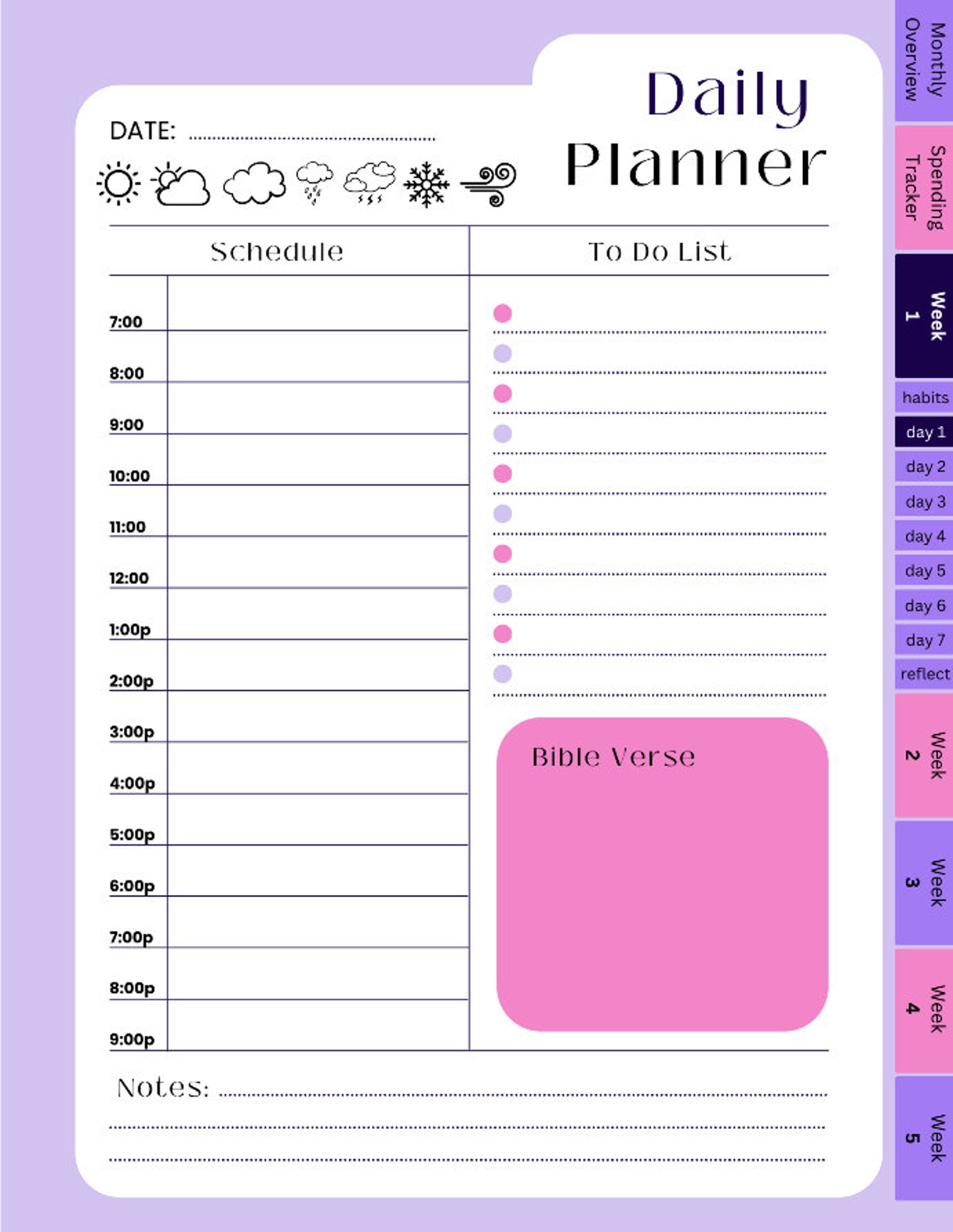 Reusable Monthly Planner PDF With Links, Monthly Overview, Spending ...