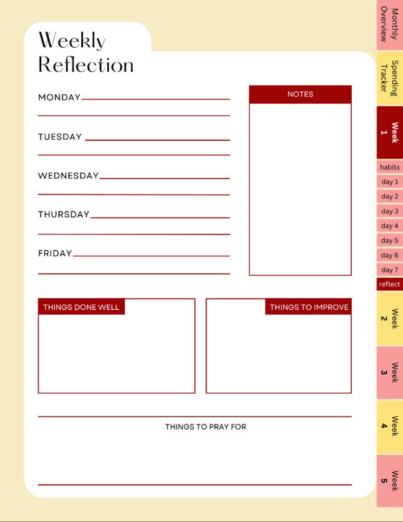 Reusable Monthly Planner PDF With Links, Monthly Overview, Spending ...