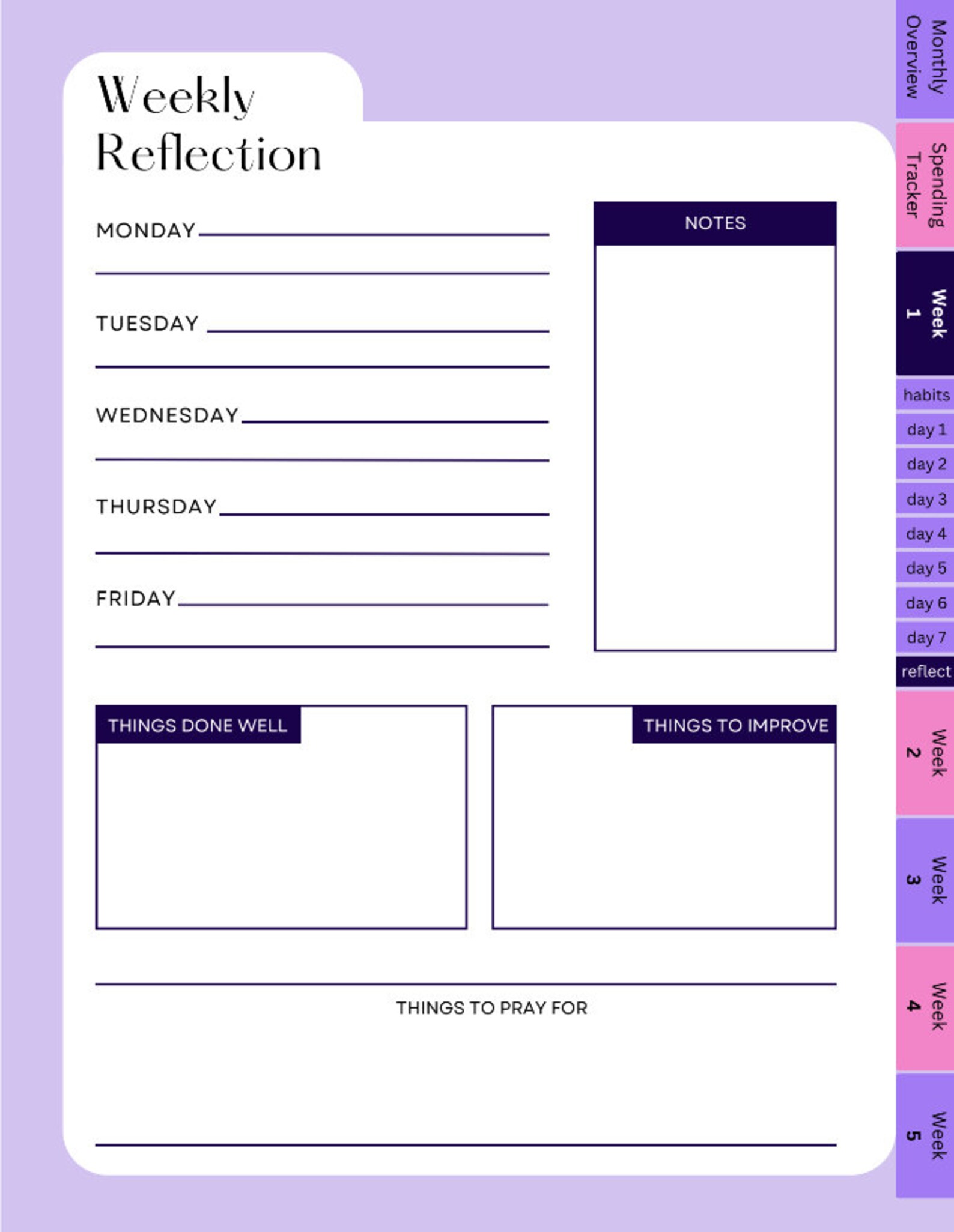 Reusable Monthly Planner PDF With Links, Monthly Overview, Spending ...