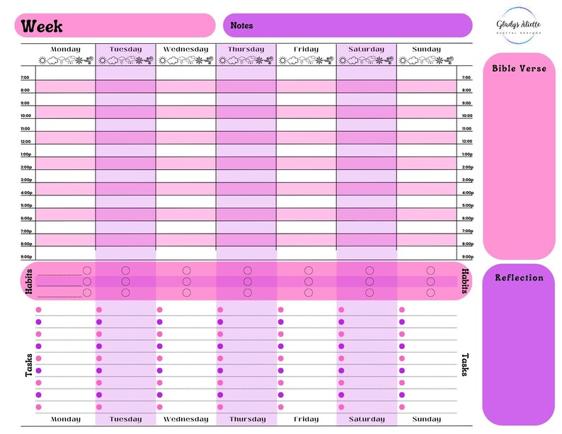 Reusable Weekly Planner PDF With Habit Tracker, Reflection, Daily ...