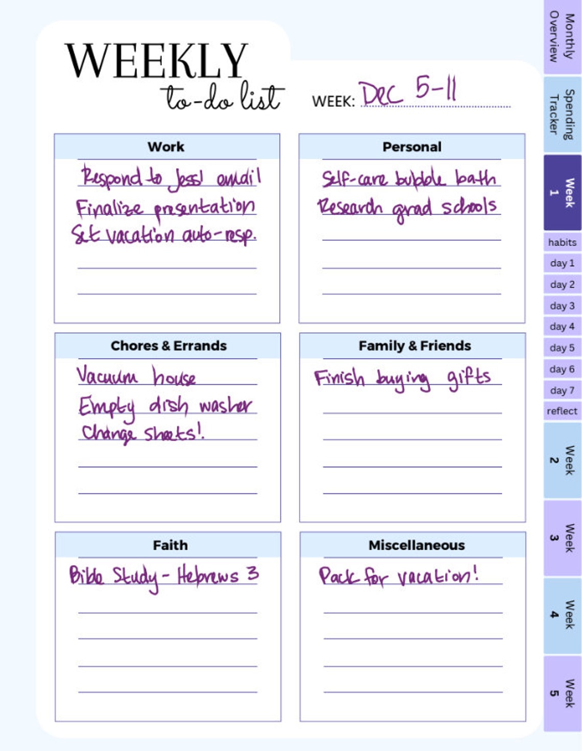 Reusable Monthly Planner PDF With Links, Monthly Overview, Spending ...
