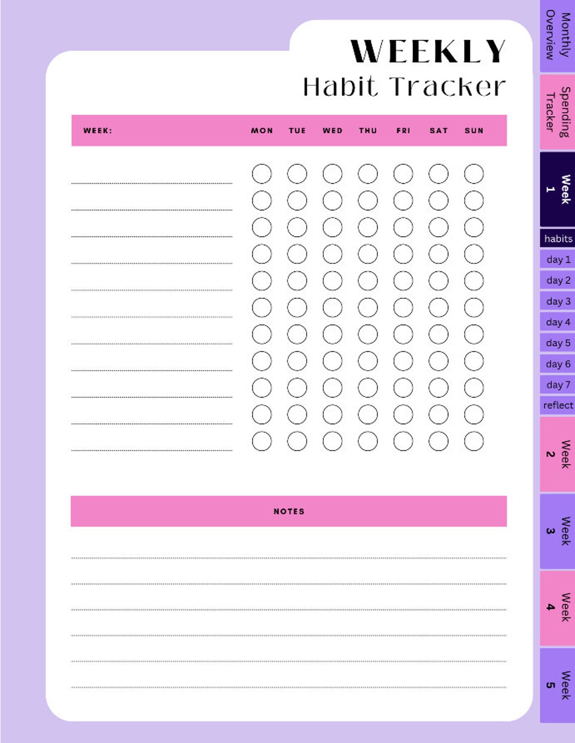 Reusable Monthly Planner PDF With Links, Monthly Overview, Spending ...