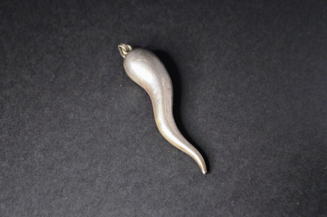 Vintage Italian Sterling Silver Horn Pendant With Hallmark, 3 Inches ...