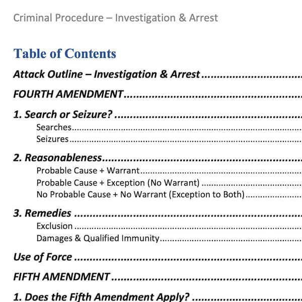 Criminal Procedure Outline Etsy