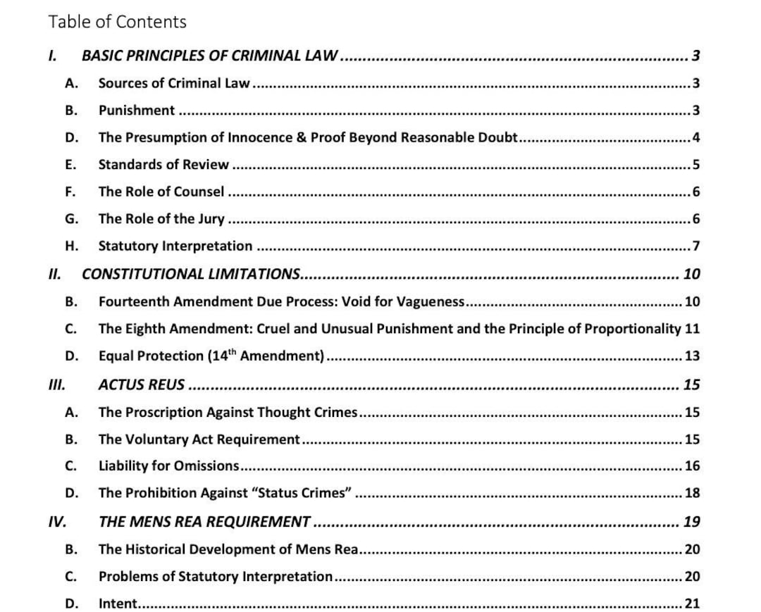 Criminal Law Outline Law School Outline Criminal Law Notes Law School ...