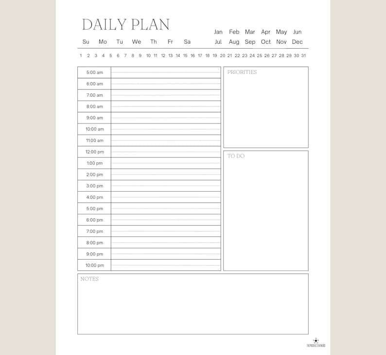 Minimalist Daily Planner Hourly Planner Printable Planner - Etsy