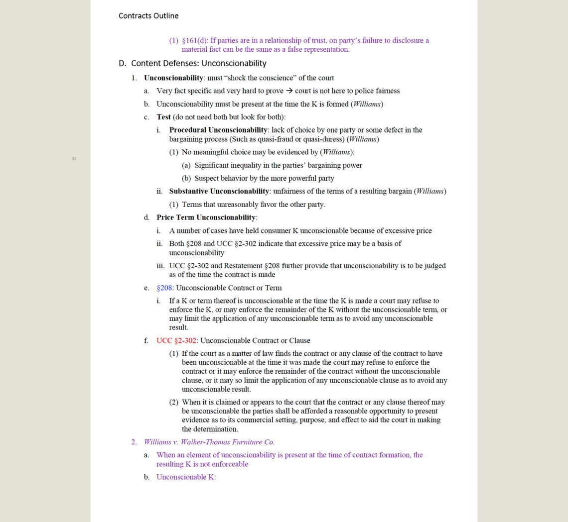 Contracts Outline | 1L Law School Notes | Law School Outline Contracts ...