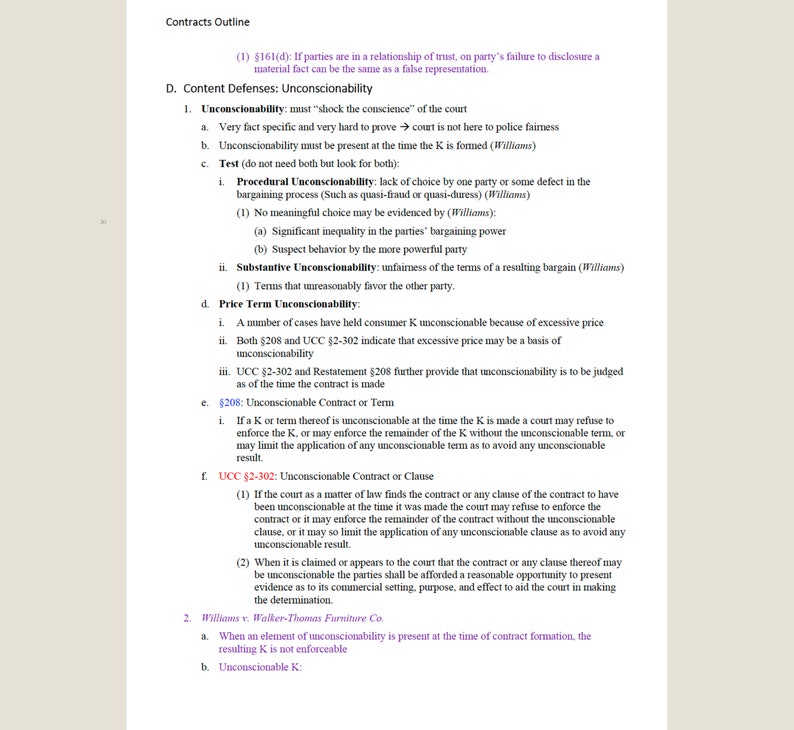 Contracts Outline | 1L Law School Notes | Law School Outline Contracts ...