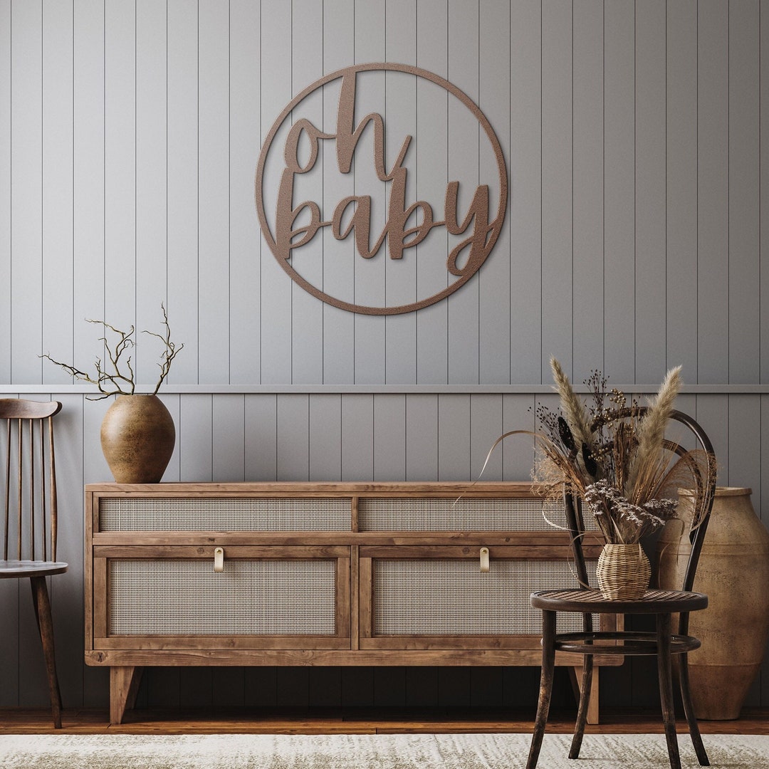 Oh Baby Metal Sign | Nursery Wall Decor - Etsy