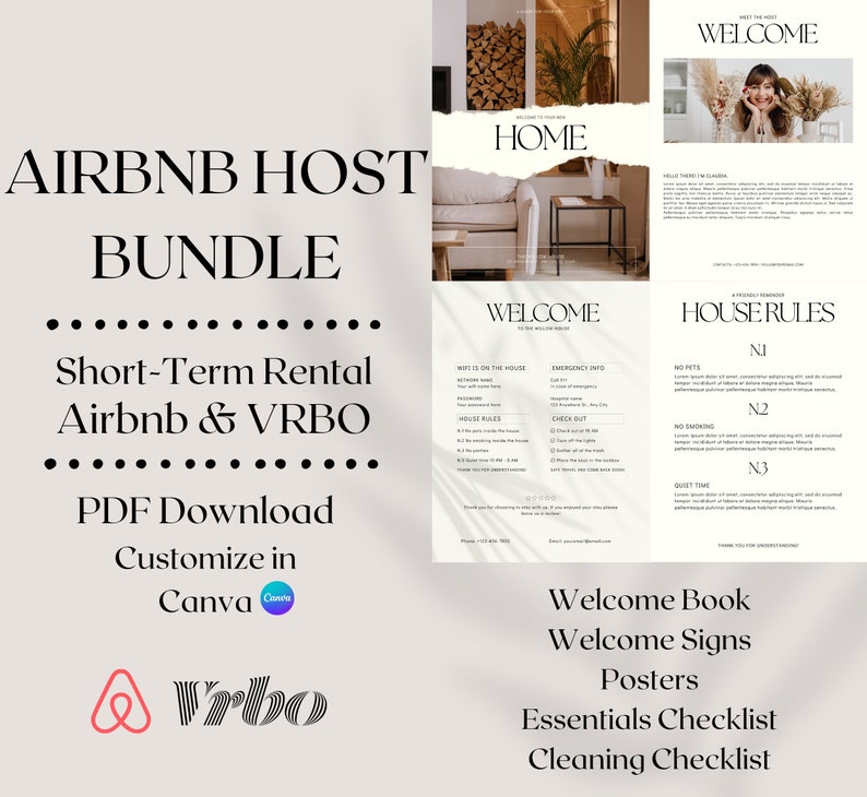 Airbnb Host Bundle | Airbnb Welcome Book | Airbnb Welcome Sign | VRBO ...