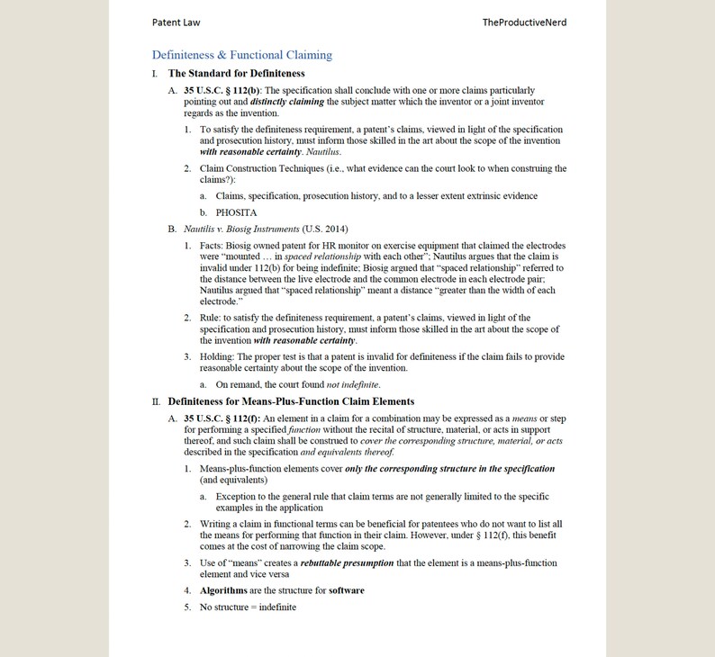 Patent Law Outline | Law School Notes | Law School Outline Patent Law ...