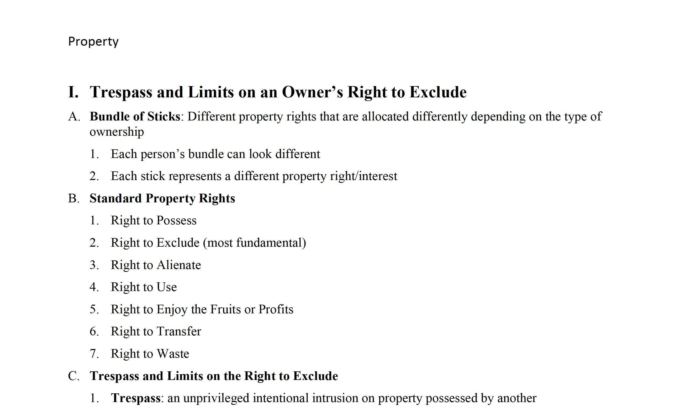 Property Law Outline | 1L Law School Notes | Law School Outline ...