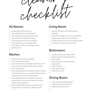 Ultimate Cleaning Checklist Black and White Printable Cleaning ...