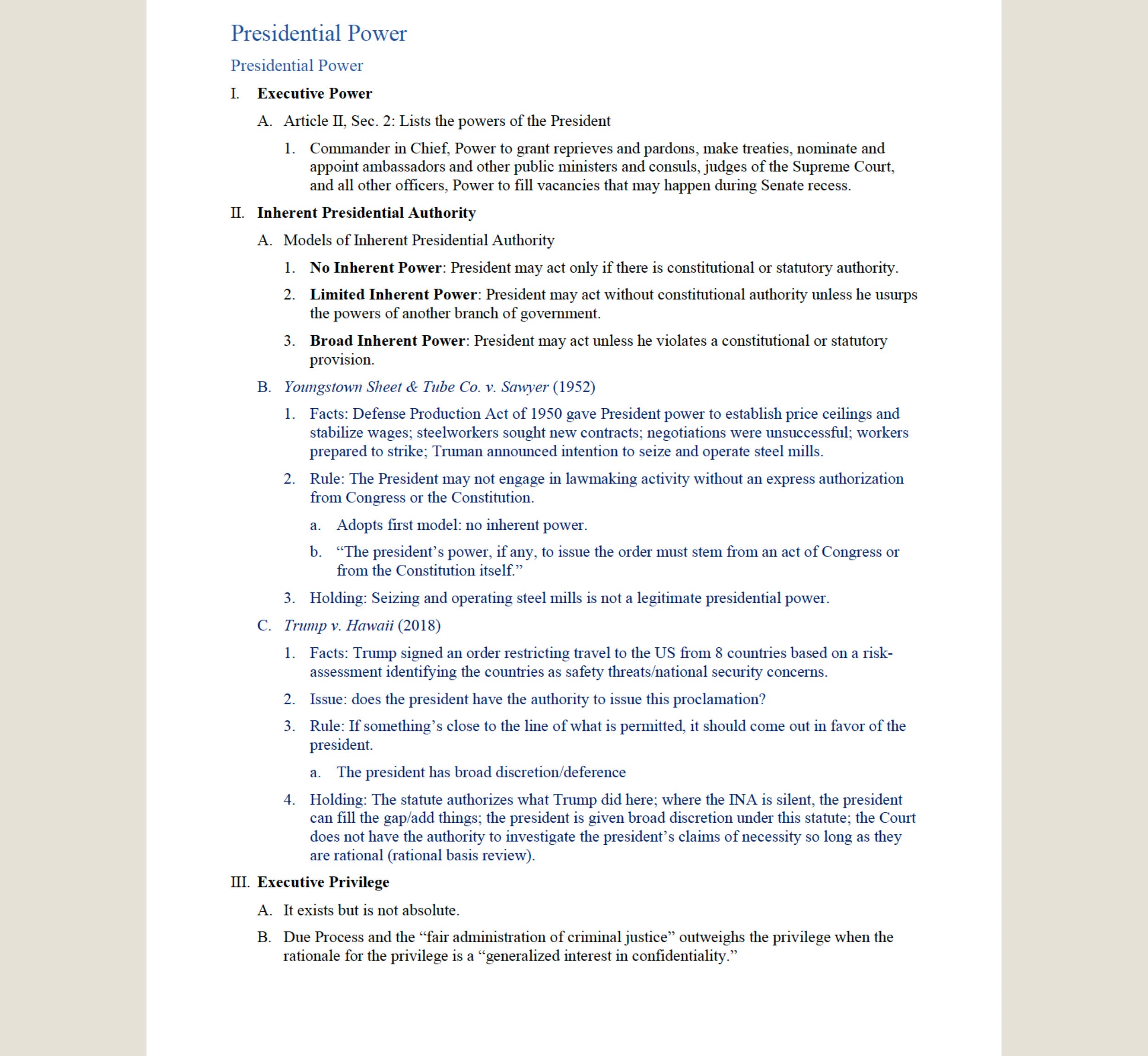 Constitutional Law Outline | 1L Law School Notes | Law School Outline ...