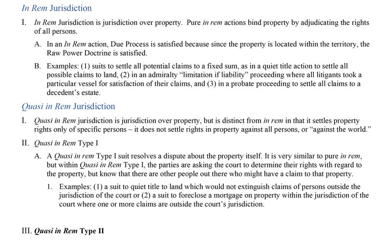 Civil Procedure I Outline | 1L Law School Notes | Law School Outline ...