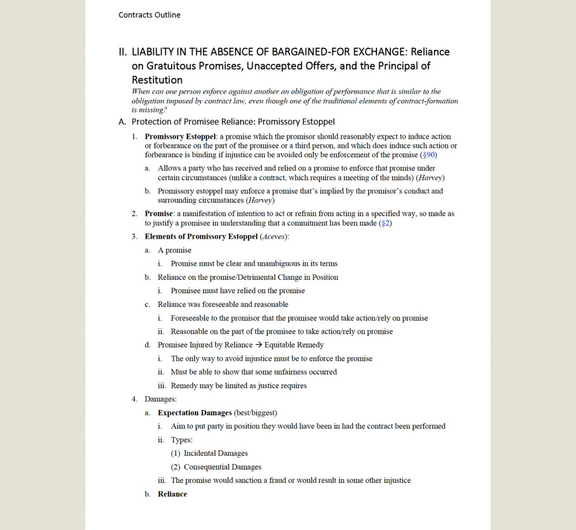 Contracts Outline 1L Law School Notes Law School Outline Contracts ... Contracts Outline 1L Law School Notes Law School Outline Contracts ...