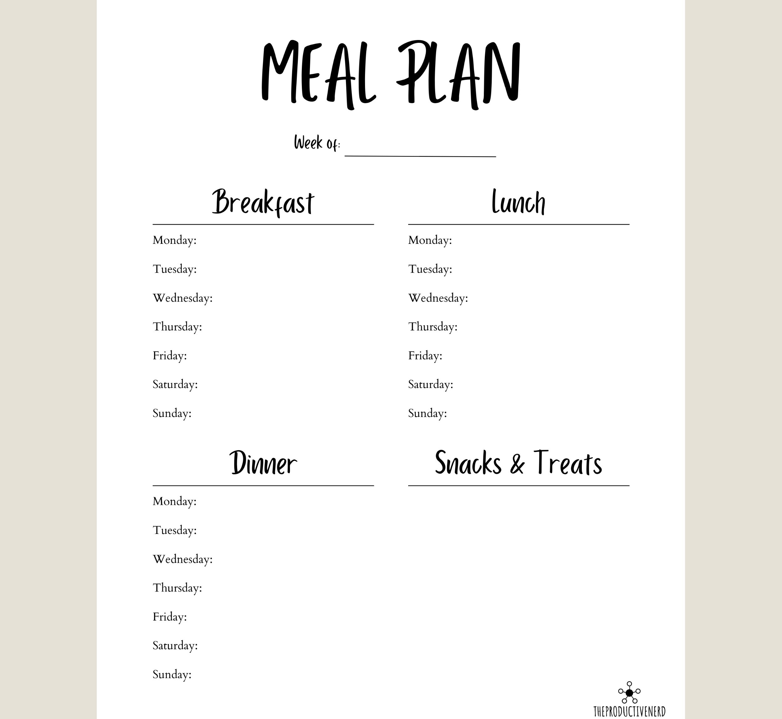 Weekly Meal Planner Printable | Weekly Menu Planner | Minimalist Meal ...