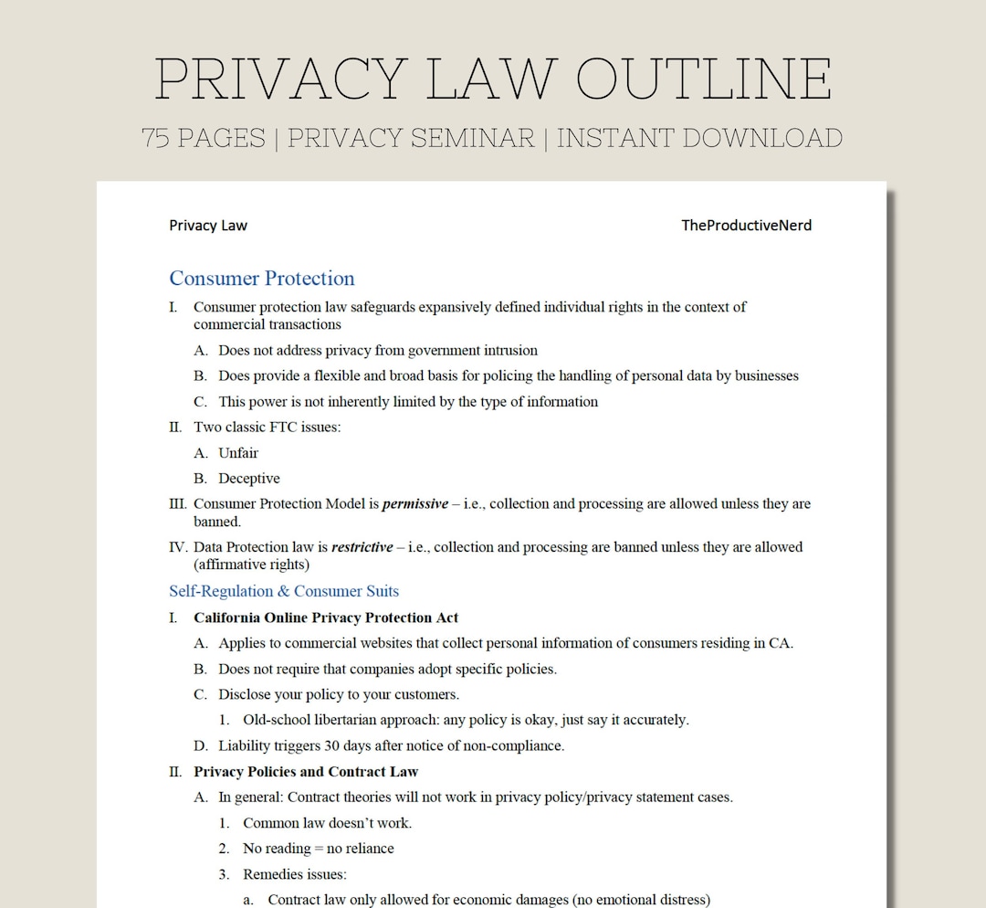 Privacy Law Outline | Law School Notes | Law School Outline Privacy Law ...