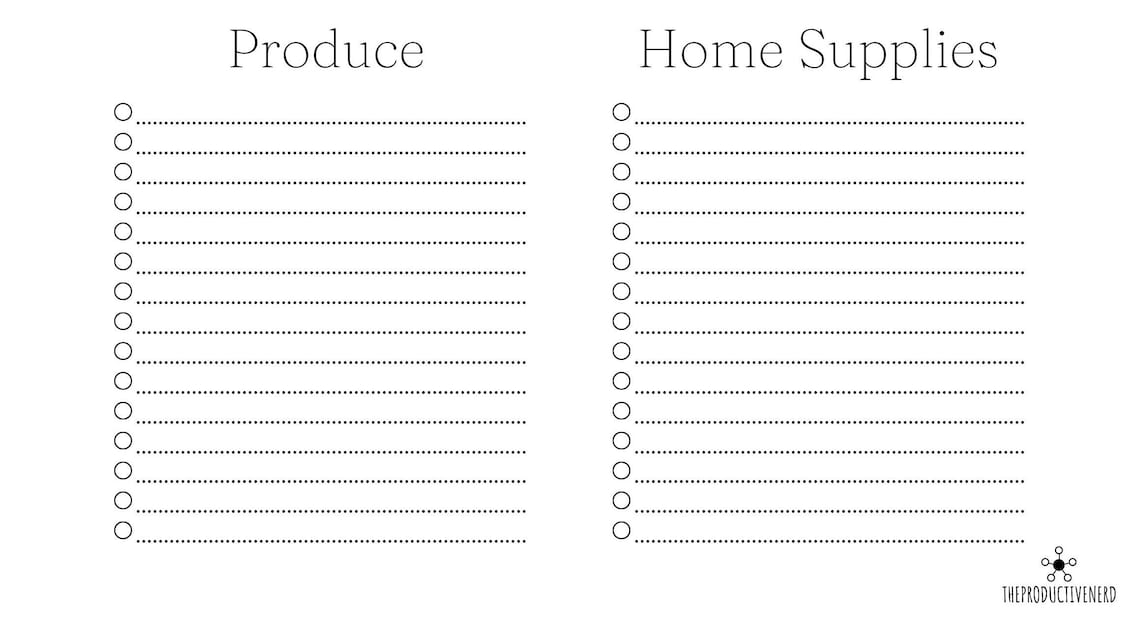Printable Grocery List | Black and White Shopping List Printable ...