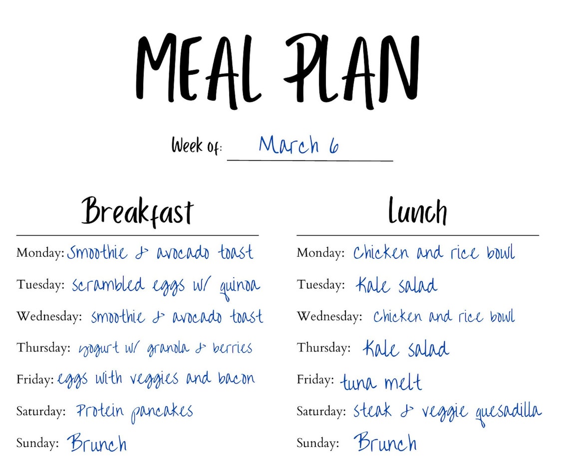 Weekly Meal Planner Printable | Weekly Menu Planner | Minimalist Meal ...