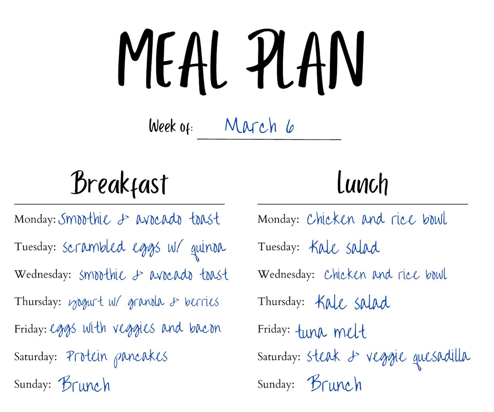 Weekly Meal Planner Printable | Weekly Menu Planner | Minimalist Meal ...