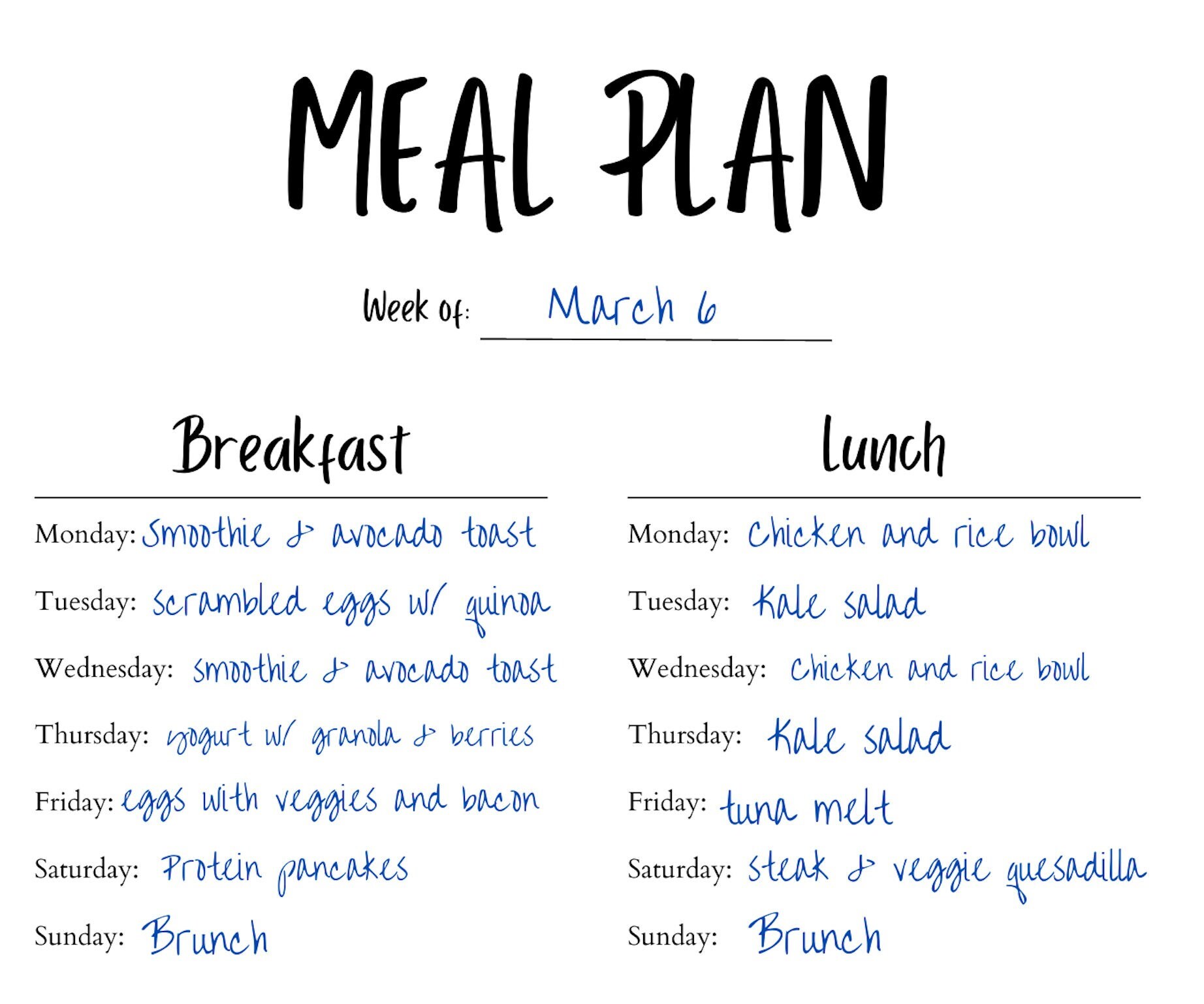 Weekly Meal Planner Printable | Weekly Menu Planner | Minimalist Meal ...
