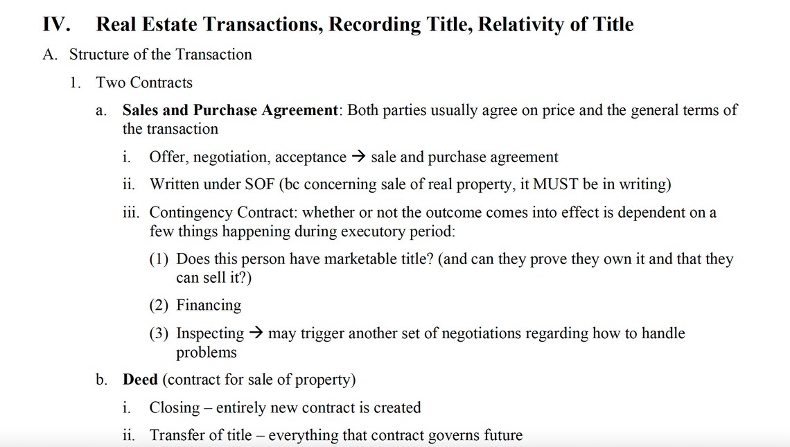 Property Law Outline | 1L Law School Notes | Law School Outline ...