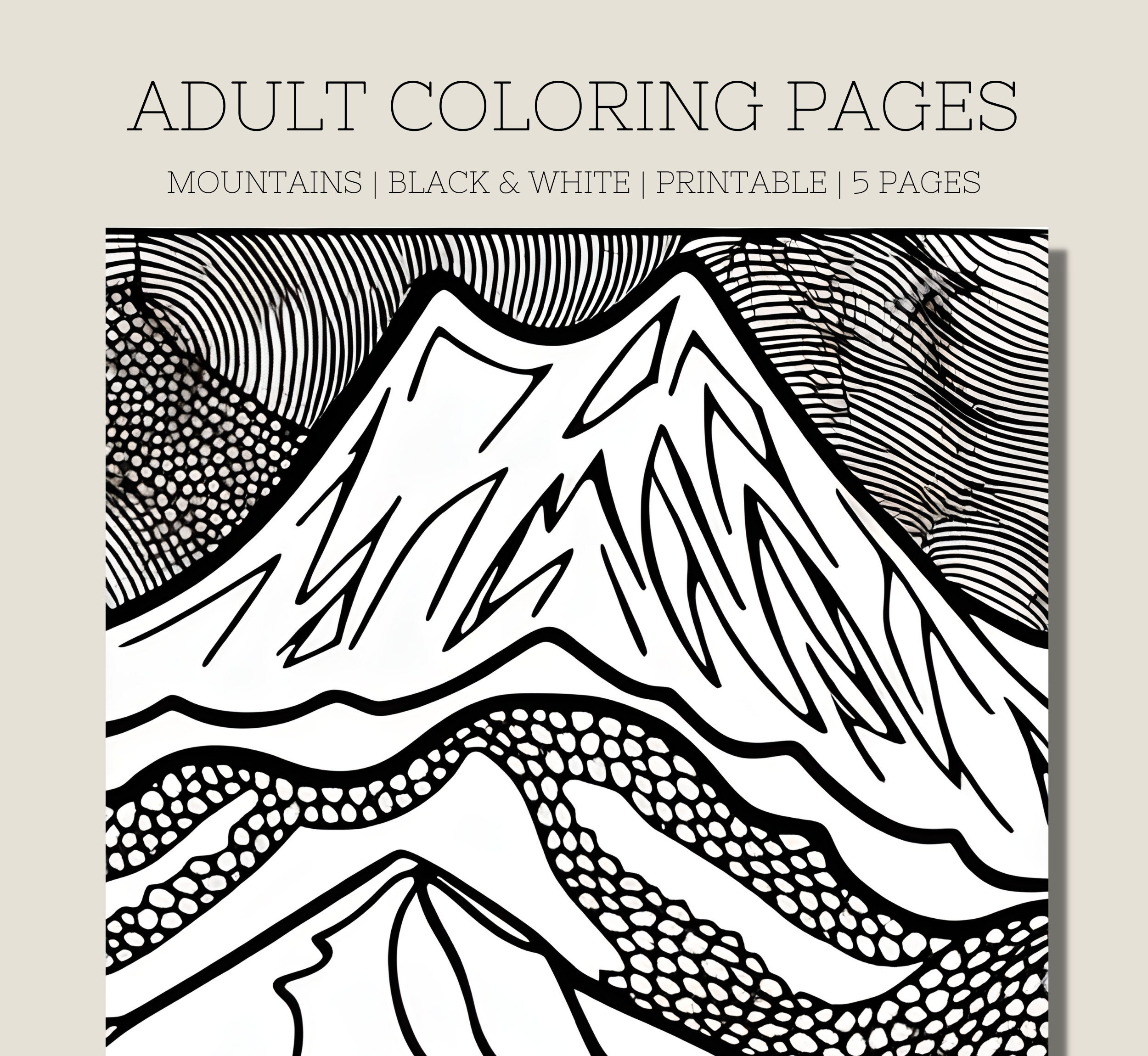 Adult Coloring Pages Mountains Stress Relief Coloring Pages Printable ...