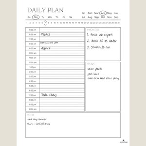Minimalist Daily Planner | Hourly Planner | Printable Planner Digital ...