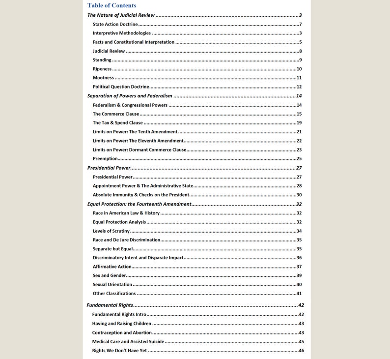 Constitutional Law Outline | 1L Law School Notes | Law School Outline ...