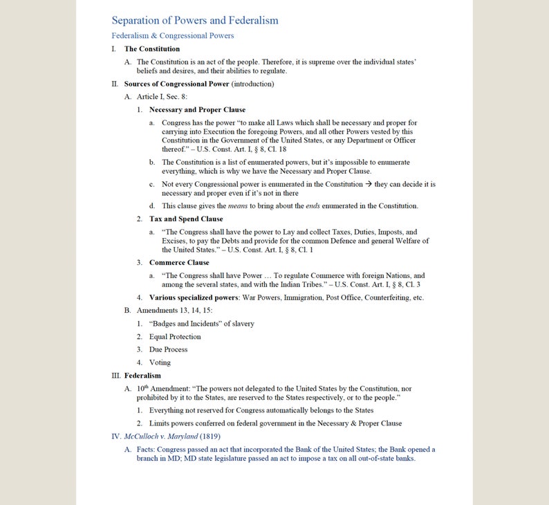 Constitutional Law Outline | 1L Law School Notes | Law School Outline ...
