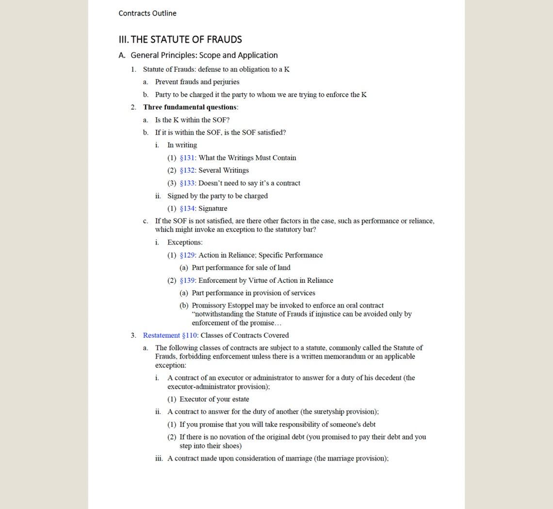 Contracts Outline 1L Law School Notes Law School Outline Contracts ... Contracts Outline 1L Law School Notes Law School Outline Contracts ...