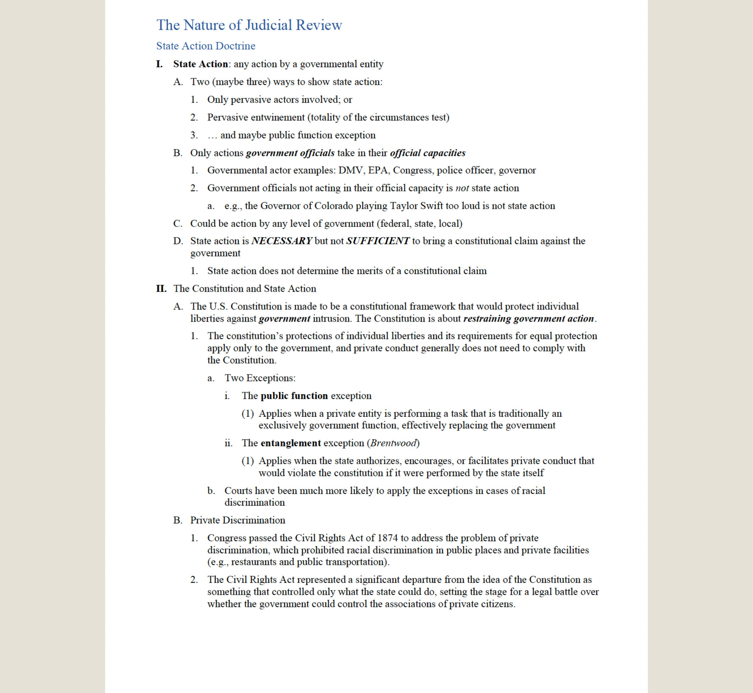 Constitutional Law Outline | 1L Law School Notes | Law School Outline ...