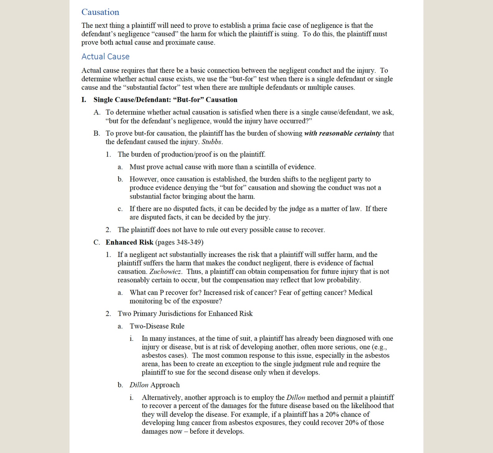 Torts Outline | 1L Law School Notes | Law School Outline Tort Law | Bar ...