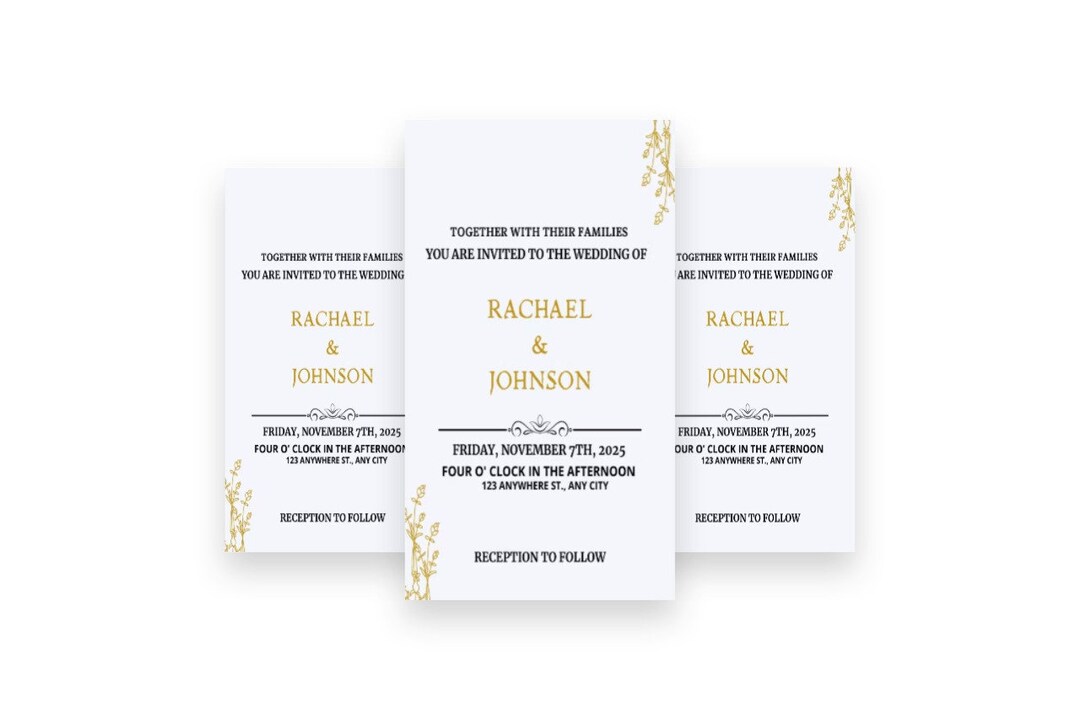 Editable Minimalist Invitation Card, Modern Wedding Invite, Instant ...