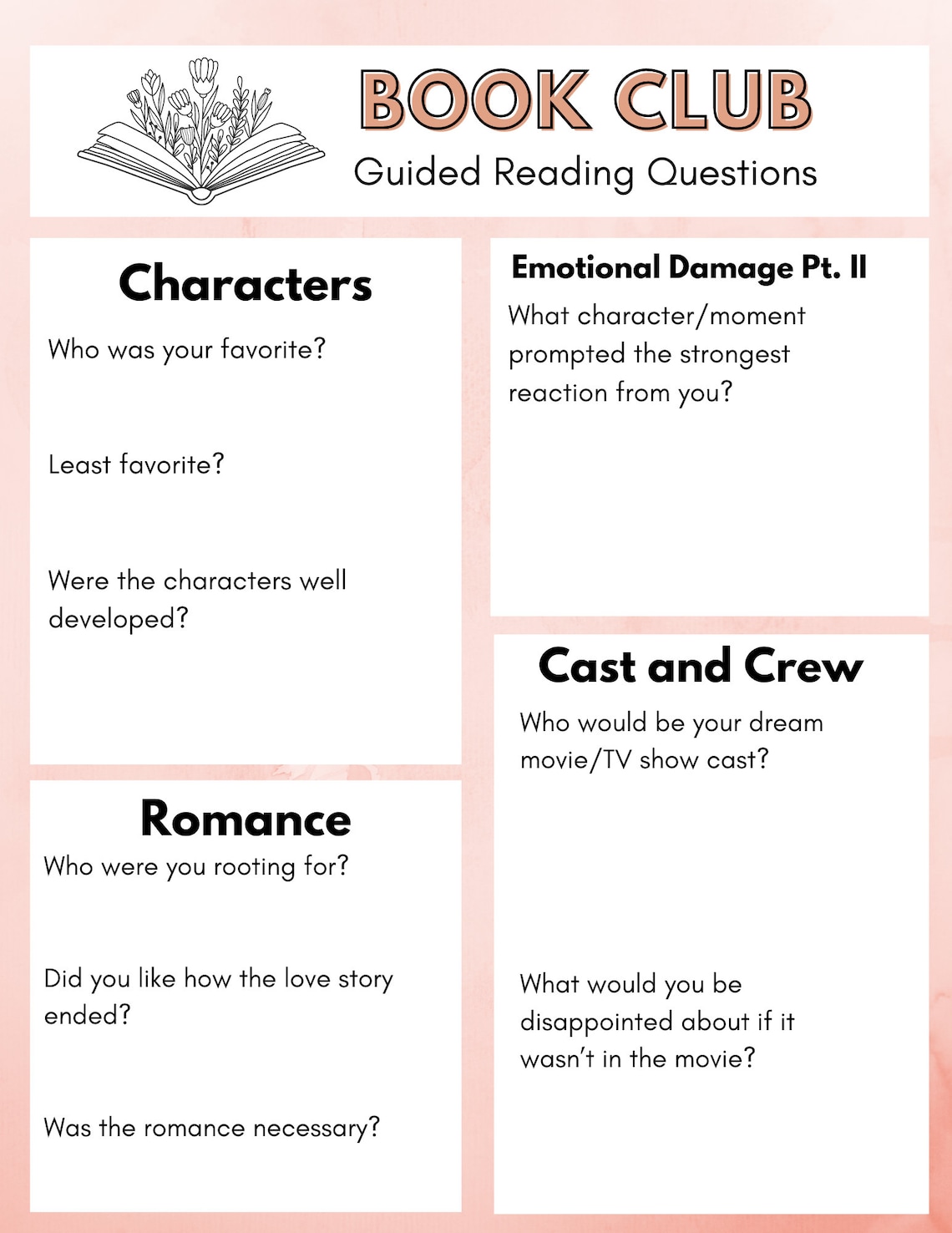 Book Club Questions CUSTOMIZABLE - Etsy