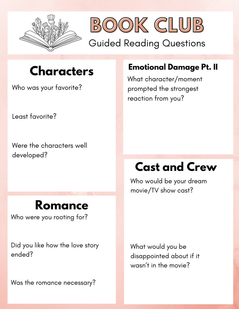 CUSTOMIZABLE Book Club Questions - Etsy