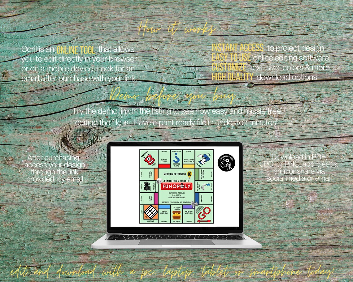 Monopoly Birthday Invitation, Board Game Invite, Game Night, Girls ...