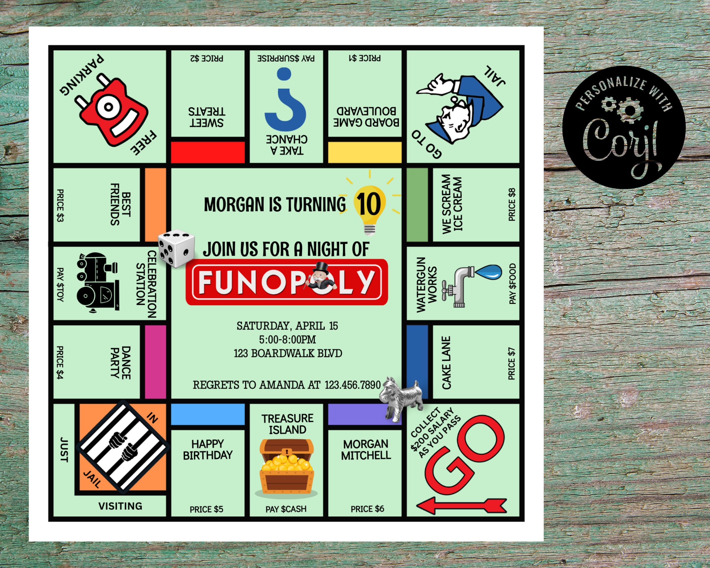 Monopoly Birthday Invitation, Board Game Invite, Game Night, Girls ...