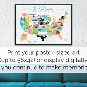 United States Map Travel Photos Poster, 50 States, US Adventure Picture ...