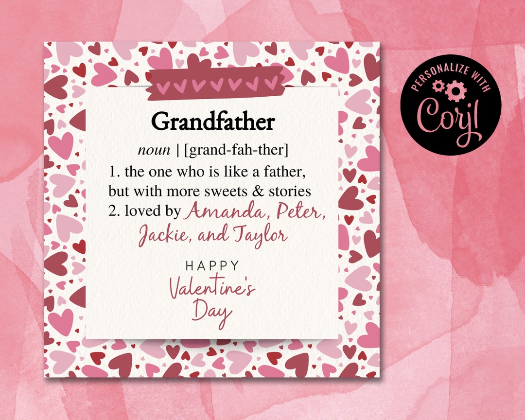 Grandfather Valentine's Day Card, Grandfather Valentine Card, Grandpa ...