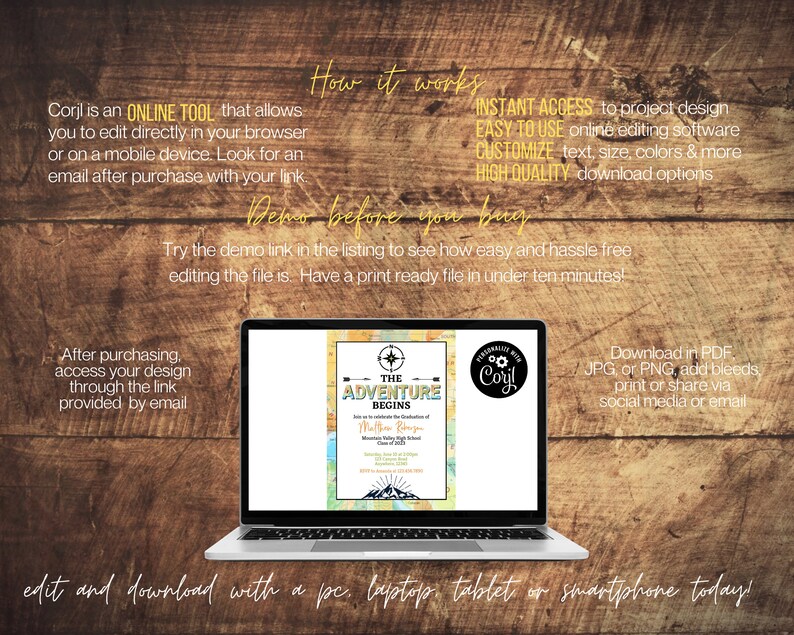 The Adventure Begins Graduation Invitation, Hiking Invite, Mountains ...