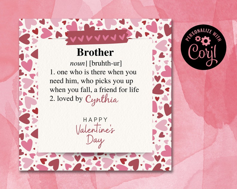 Brother Valentine Card, Brother Valentine's Day Card, Unique Valentine ...